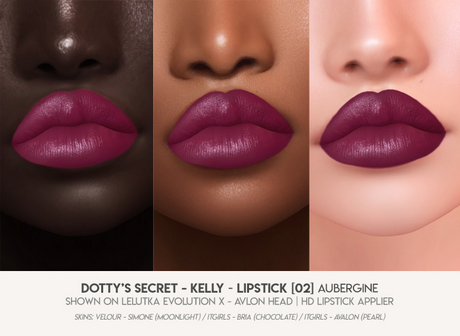 Second Life Marketplace - Dotty's Secret - Kelly - Velvet Lipstick Set ...